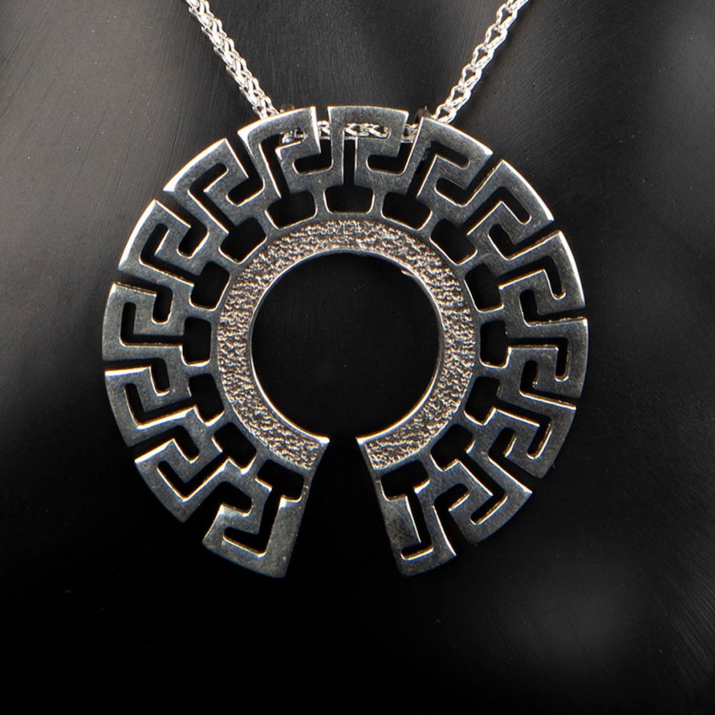 Half Meander design with silver chain - GreekArt